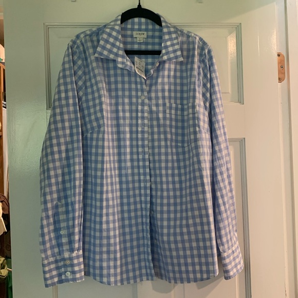 J. Crew Factory | Tops | Nwt Blue And White Gingham Button Down From Jcrew Factory | Poshmark